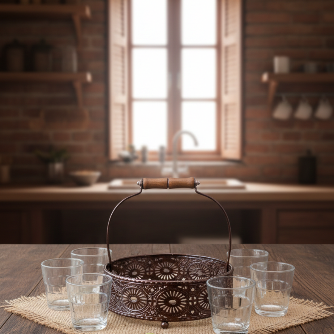 Cutting Chai Glass Set of 6 with Metal Stand | Desi Chai/Coffee Glasse ...