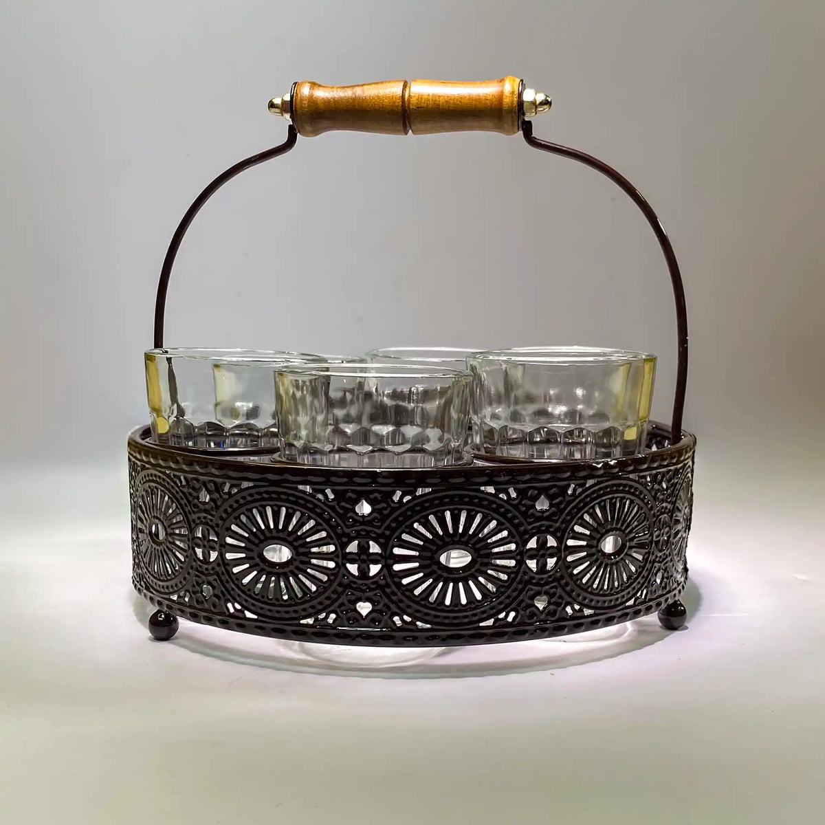Cutting Chai Glass Set of 6 with Metal Stand | Desi Chai/Coffee Glasse ...