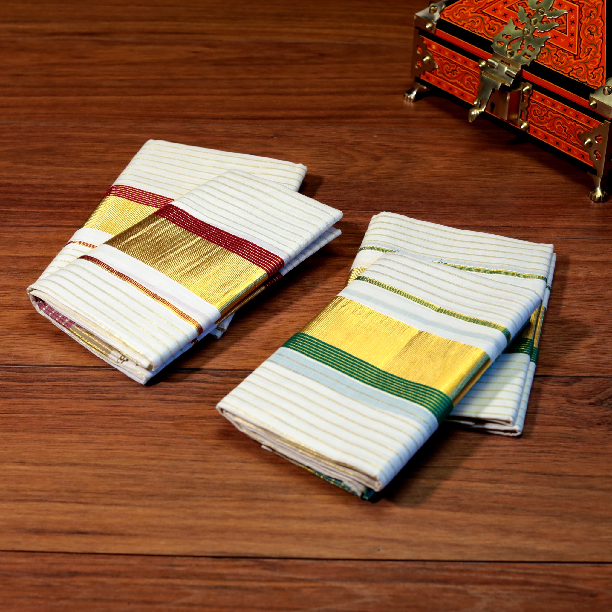 Kerala Cotton Set Mund With Stripes Design– CultureShoppe