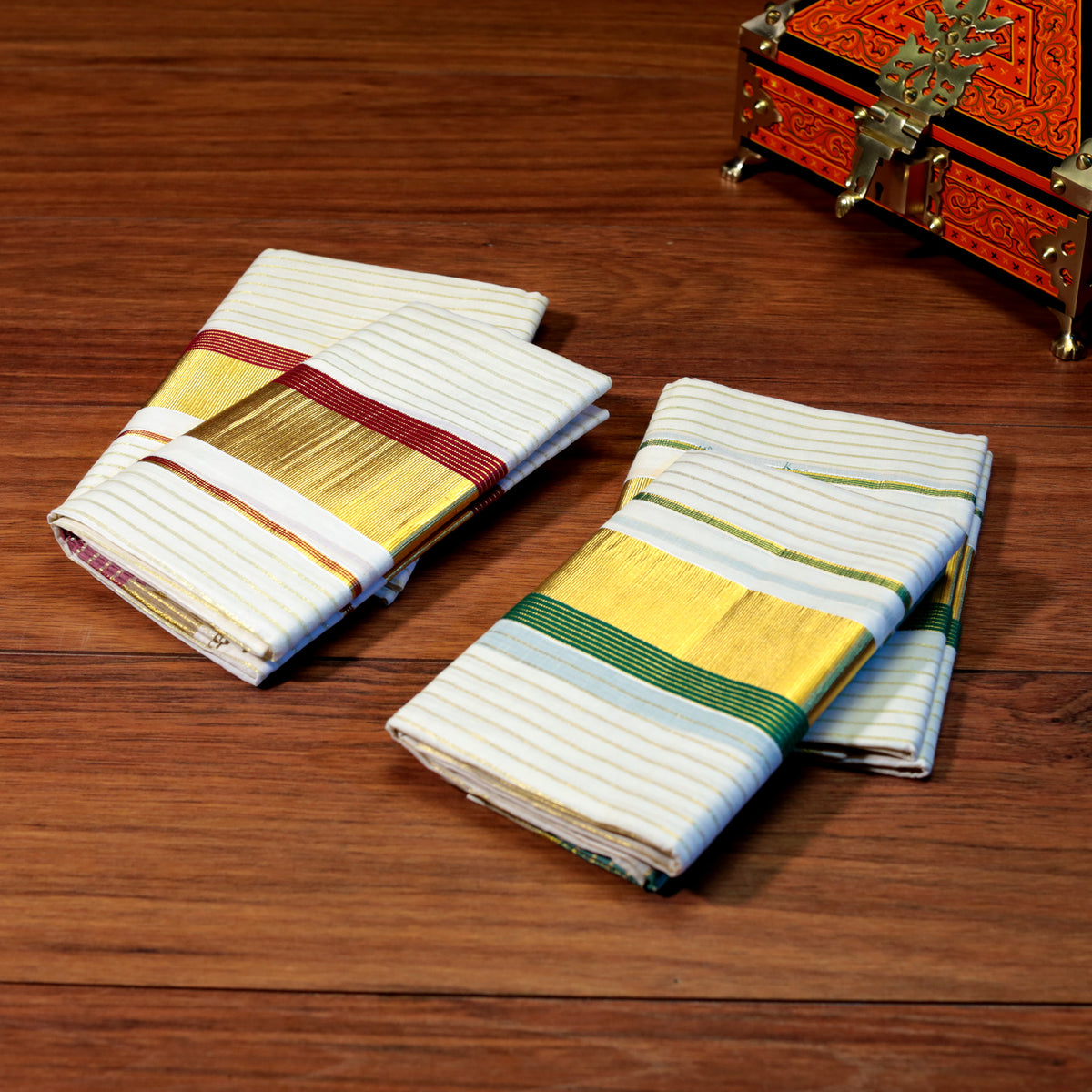 Kerala Cotton Set Mund With Stripes Design– CultureShoppe