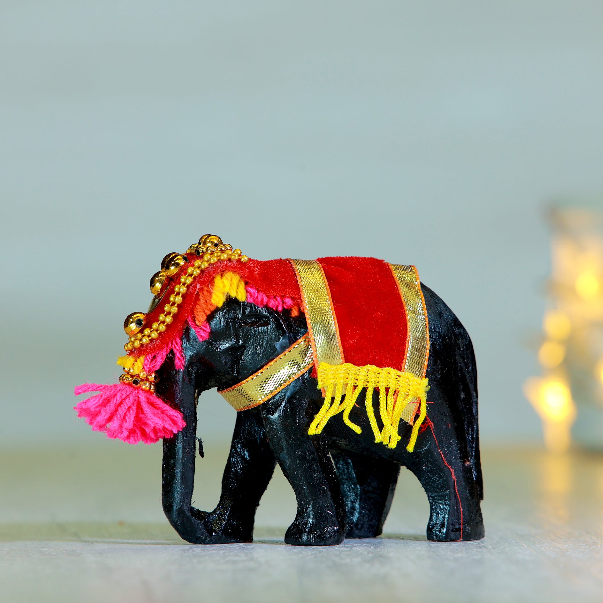 Wooden Pooram Elephant Figurine Small– CultureShoppe