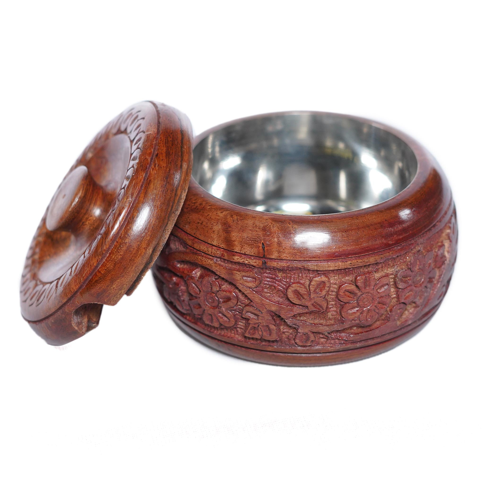 Buy Handcrafted Wooden Stainless Steel Container for Dining Table ...